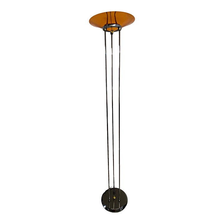 Late 20th Century Post Modern Torchière Floor Lamp With Copper Shade ...