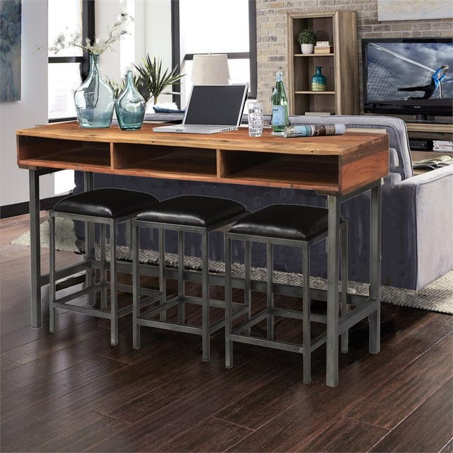 Luna Sofa Table With Set of 3 Stools | Chairish