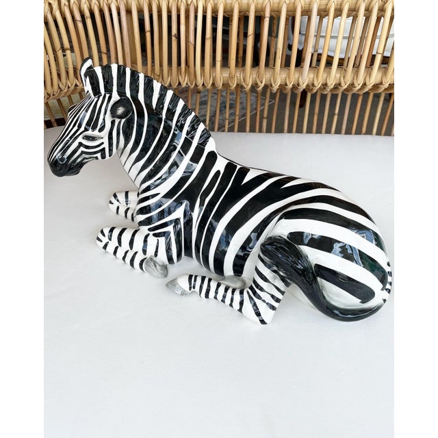 Large Mid Century Ceramic Zebra | Chairish