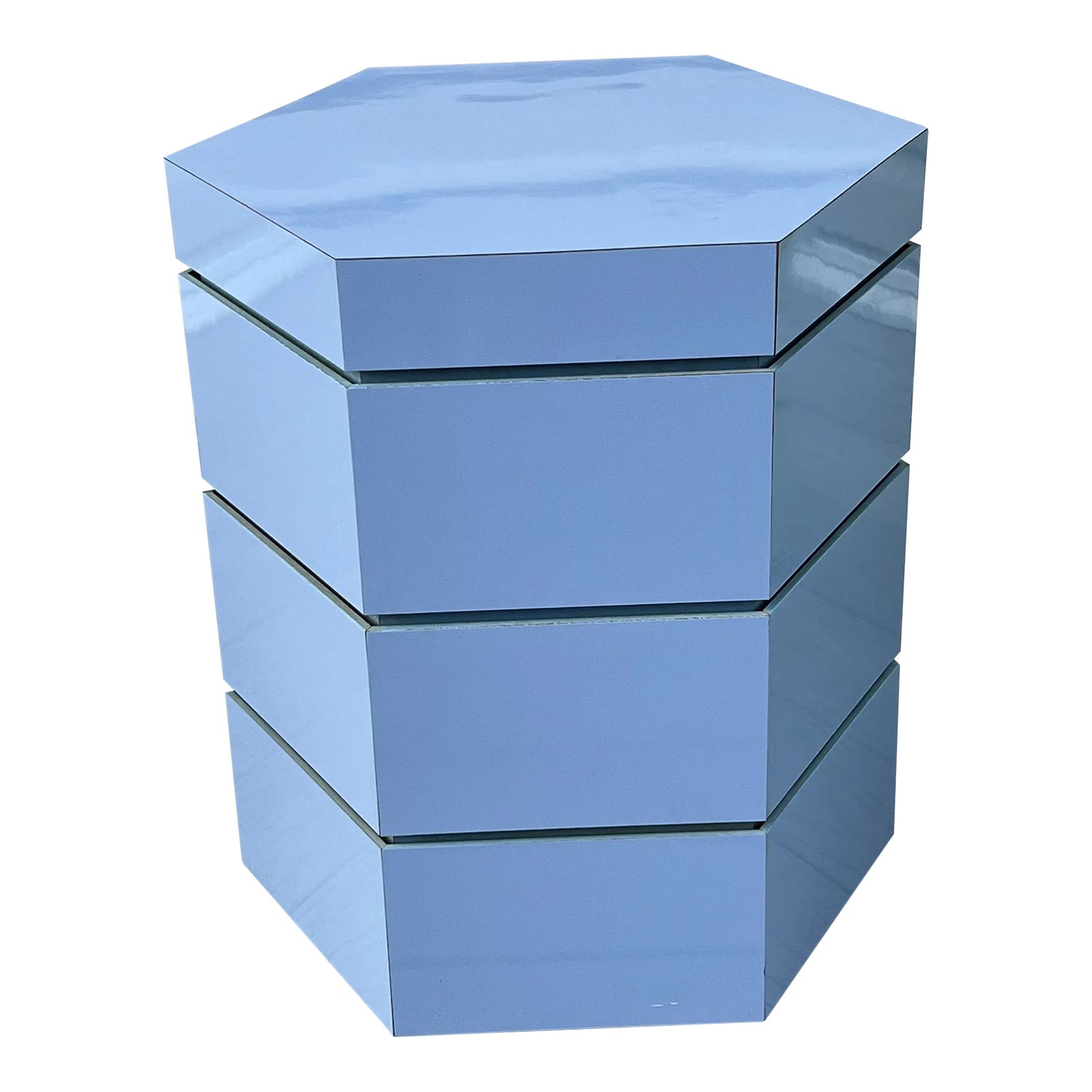 1980 Blue Laminated Octagon Pedestal | Chairish