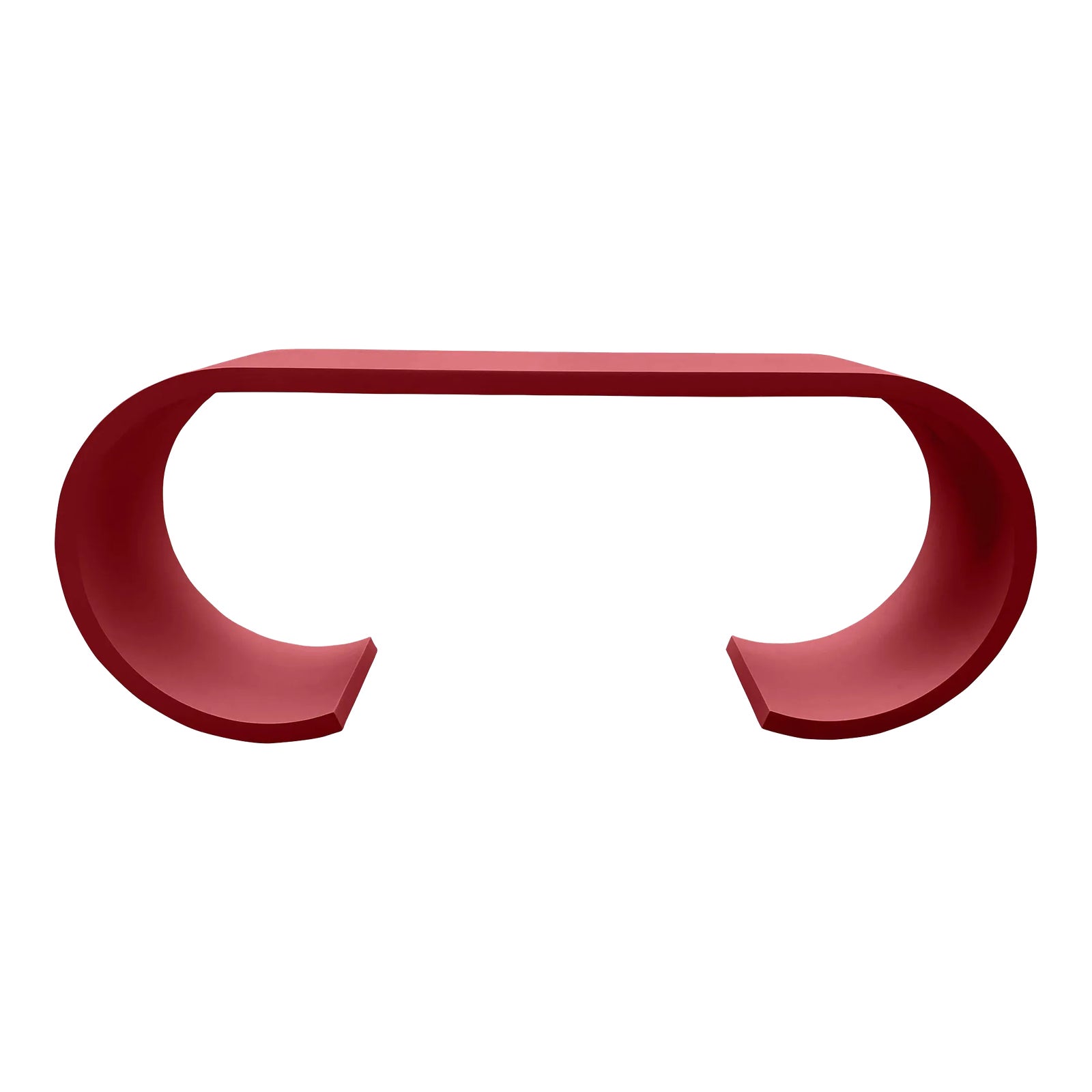 Mid Century Modern Waterfall Style Console Ruby Red | Chairish