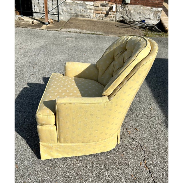 Vintage Yellow Tufted Swivel Rocker With Removable Seat Cushion | Chairish