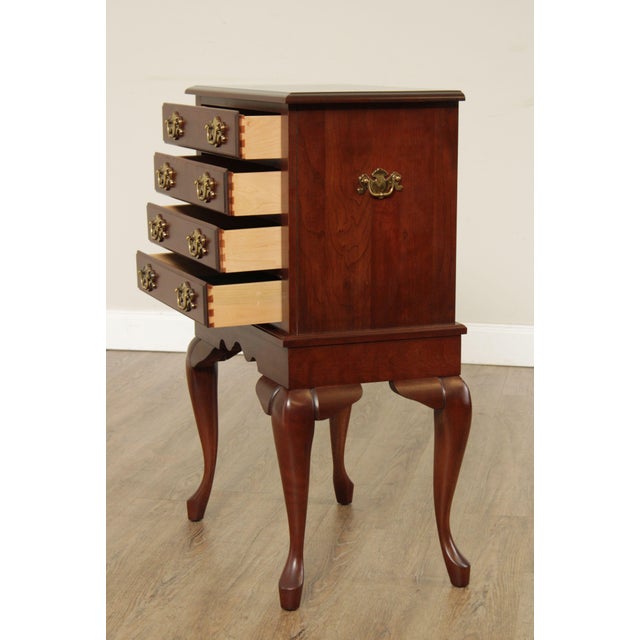 1990s Crescent Solid Cherry Queen Anne Style Silver Chest | Chairish