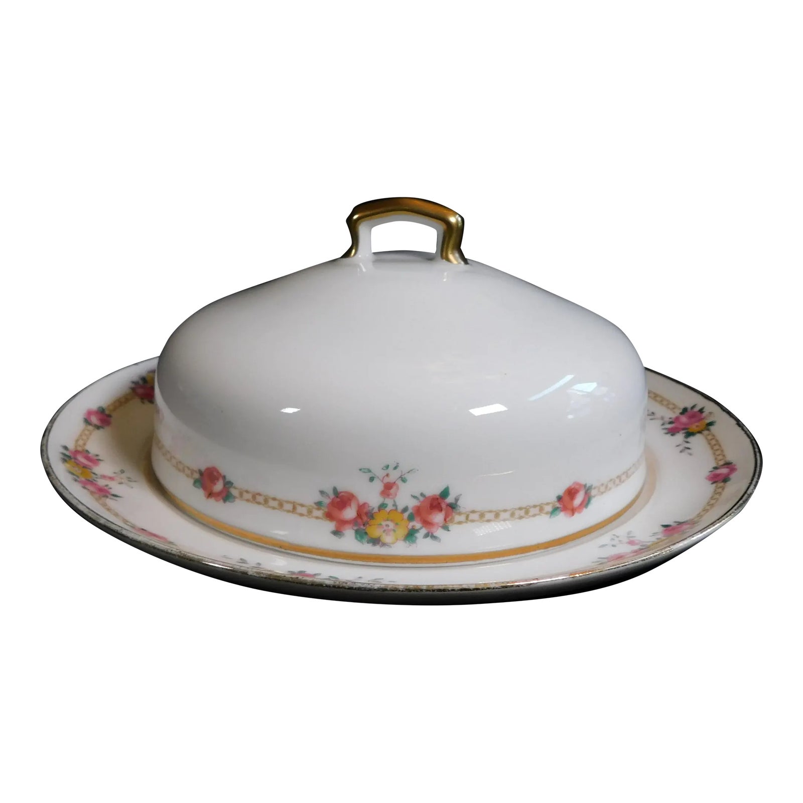 1940s Charles Ahrenfeldt Limoges Three Piece Covered Cheese Dish | Chairish