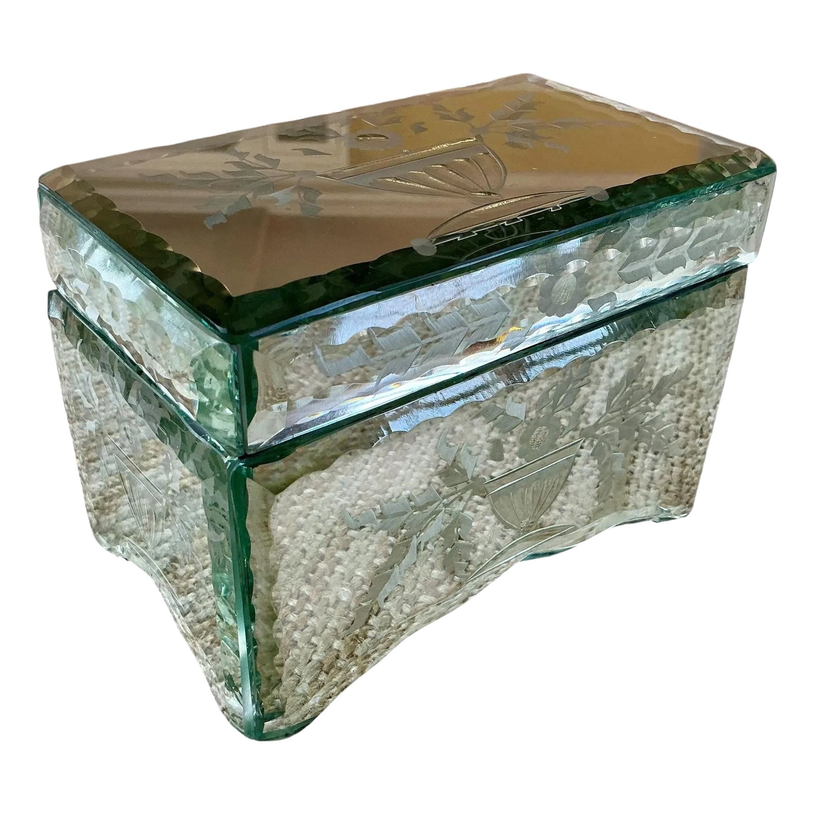Vintage Mirrored Jewelry Trinket Box | Chairish