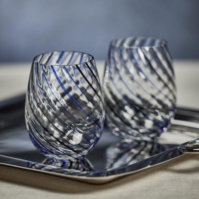 Malia Swirl Stemless All Purpose Glasses, Set of 6 | Chairish