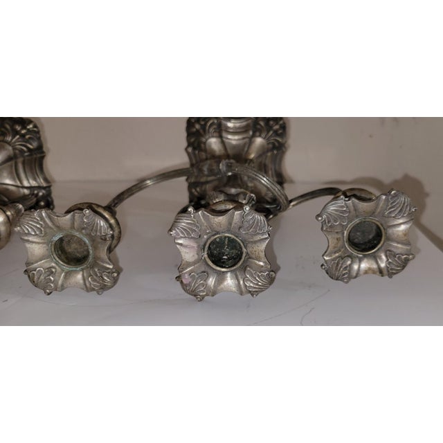 Pair of 1910s Art Nouveau Silverplate Three-Arm Candelabra With Swirl ...