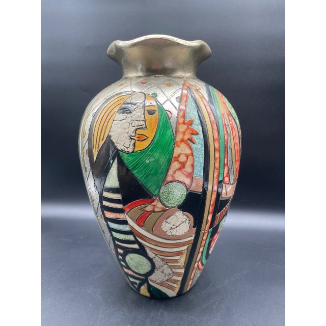 Cubist Style Pottery Vase | Chairish
