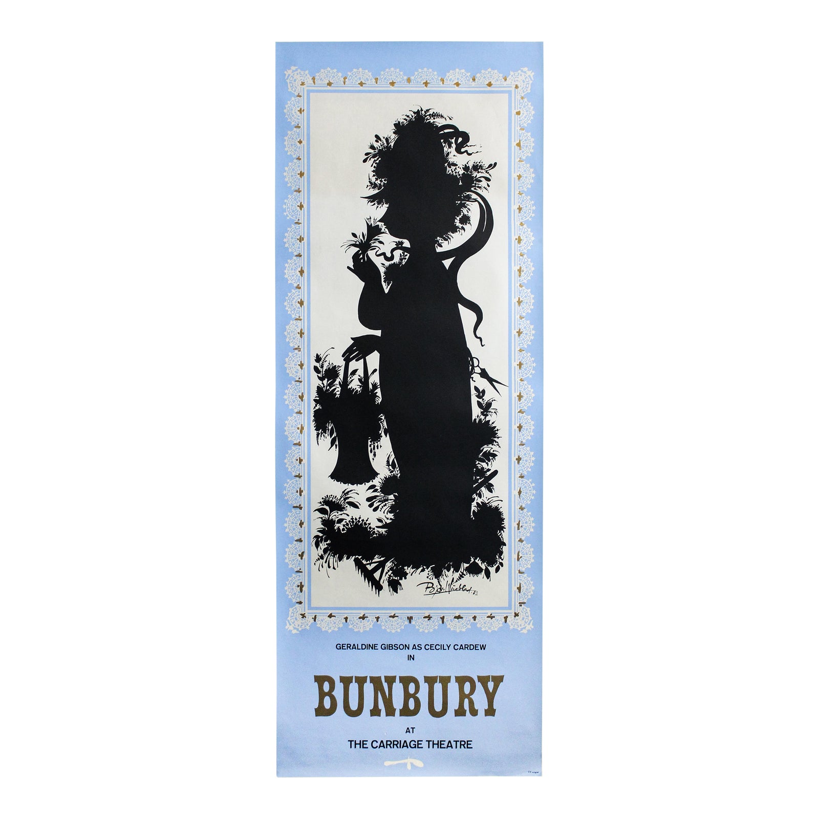 1963 Danish Poster, Bunbury at the Carriage Theater (Blue Version) by ...