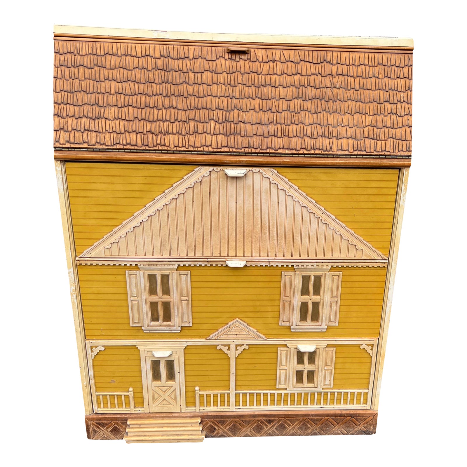 Mid 20th Century Dollhouse Chest with Slant Front Desk | Chairish