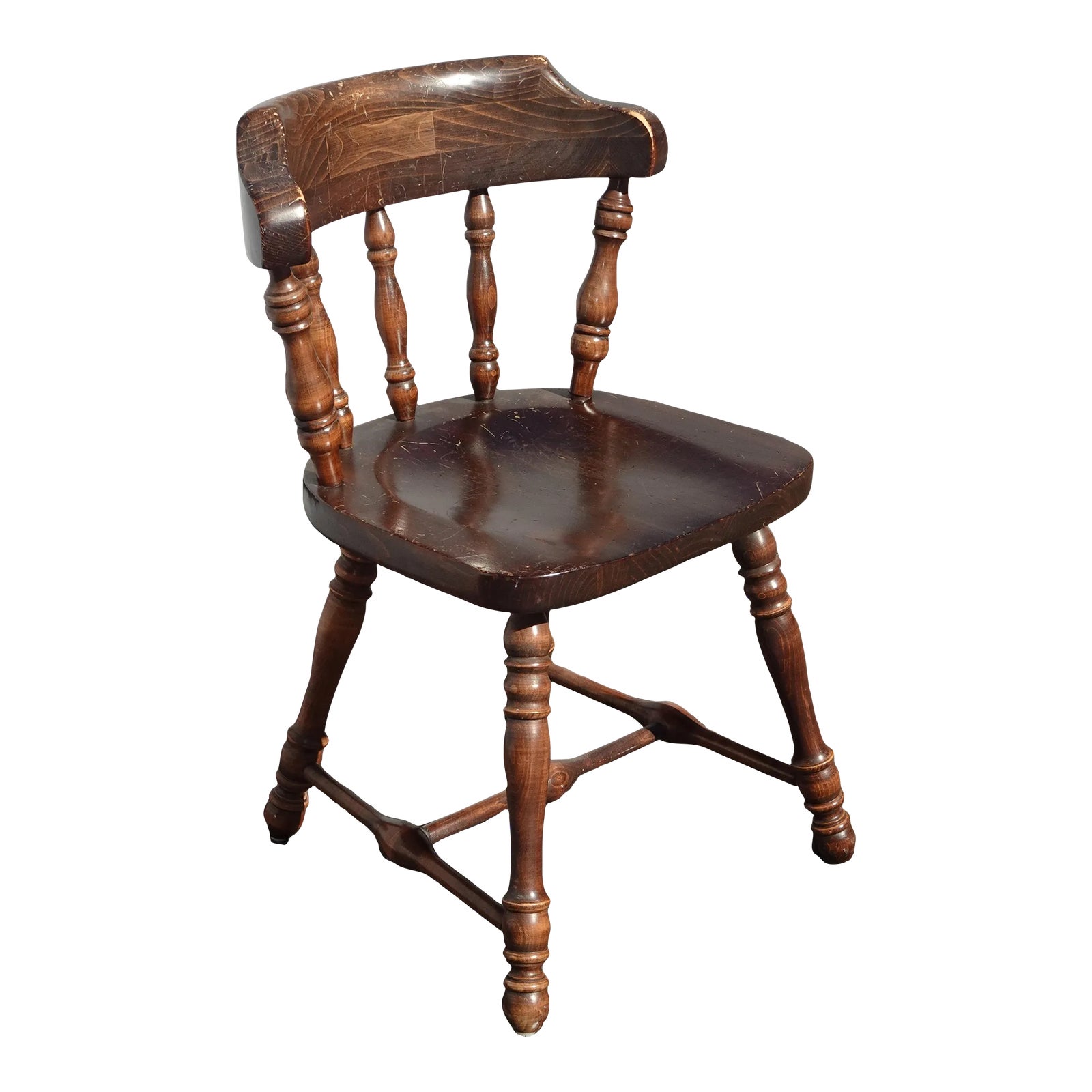 Antique French Country Brown Side Chiar | Chairish