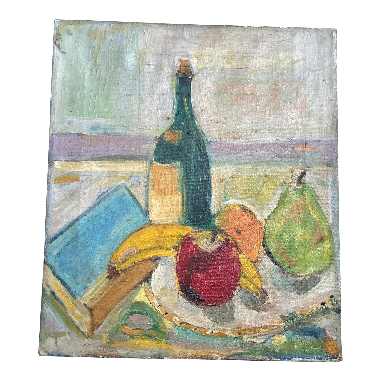 1970’s Original Modernist Still Life Paining on Canvas | Chairish