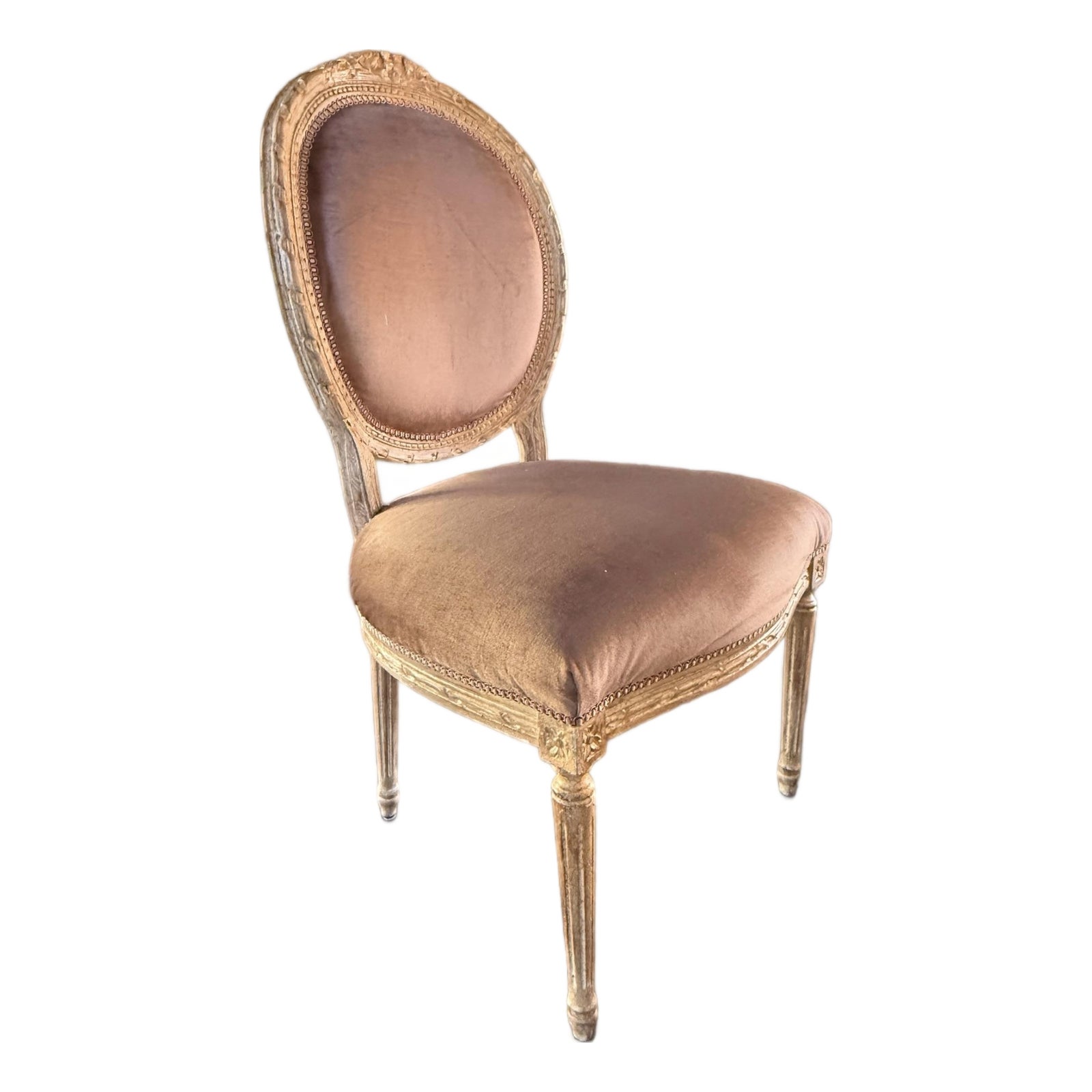 1990s Custom French Import Dusty Rose Silk Velvet Fabric Accent Chair ...