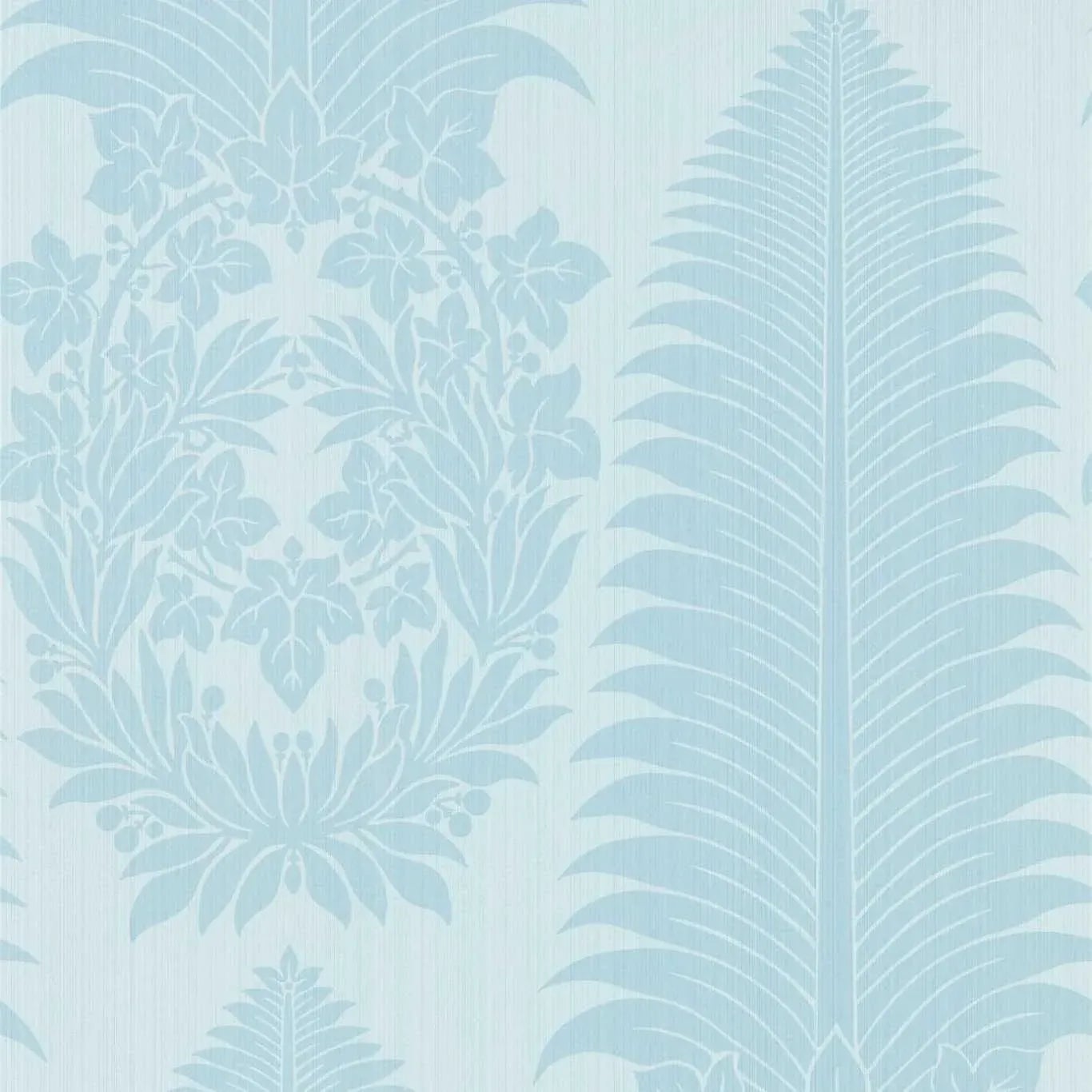 Zoffany Marsden`s Palm Damask Wallpaper in Blue Stone | Chairish
