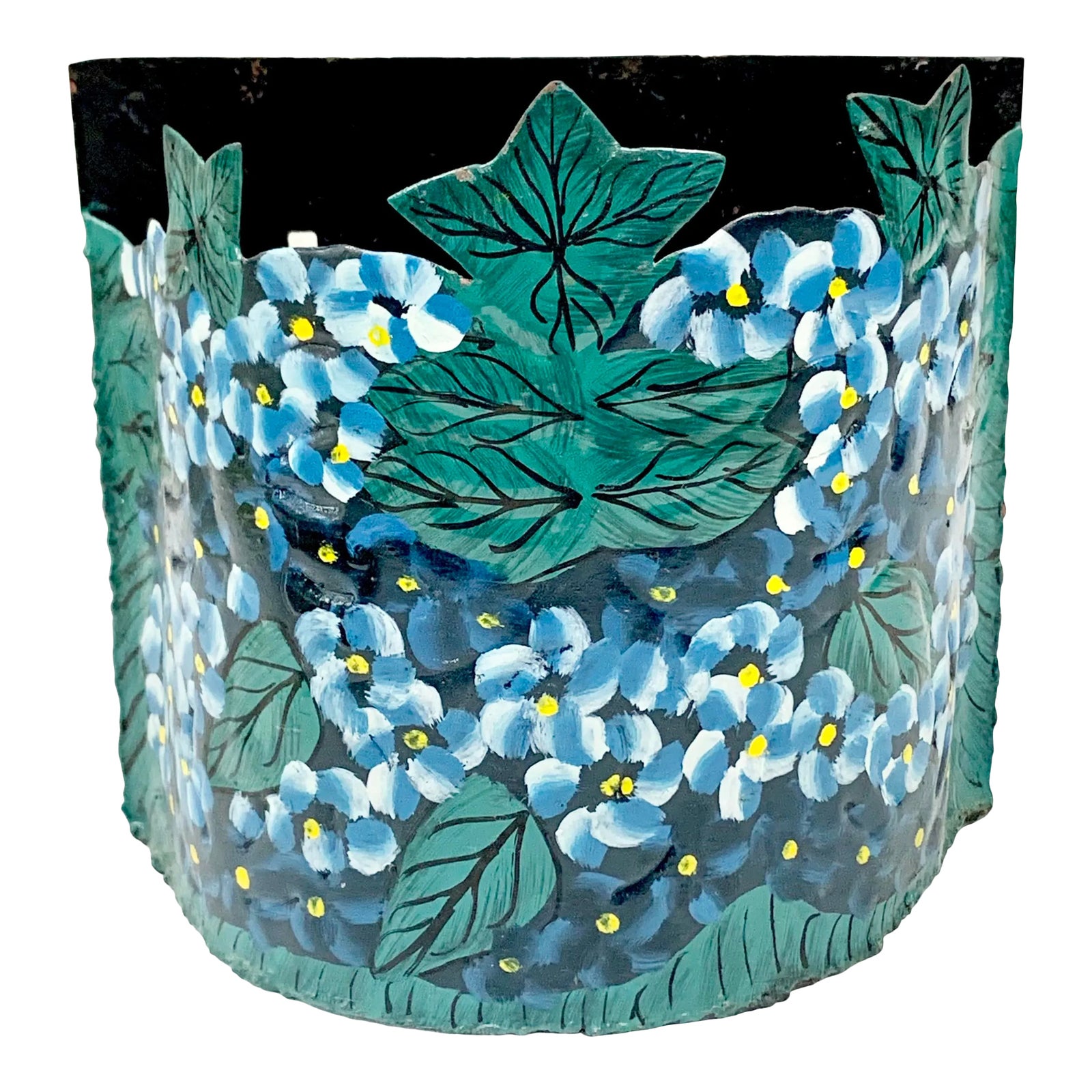 Vintage Floral Tole Metal Cachepot | Chairish