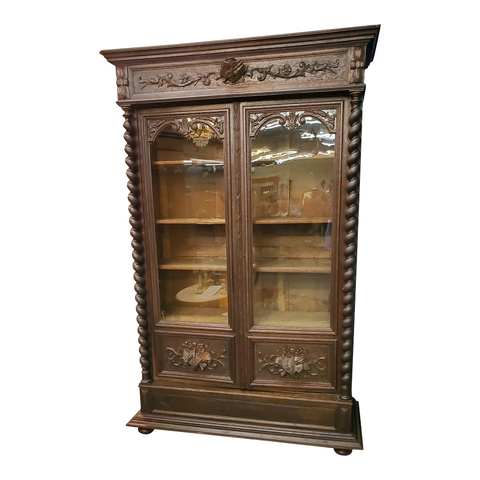 Late 19th Century French Antique Bookcase/ Bibliothèque | Chairish