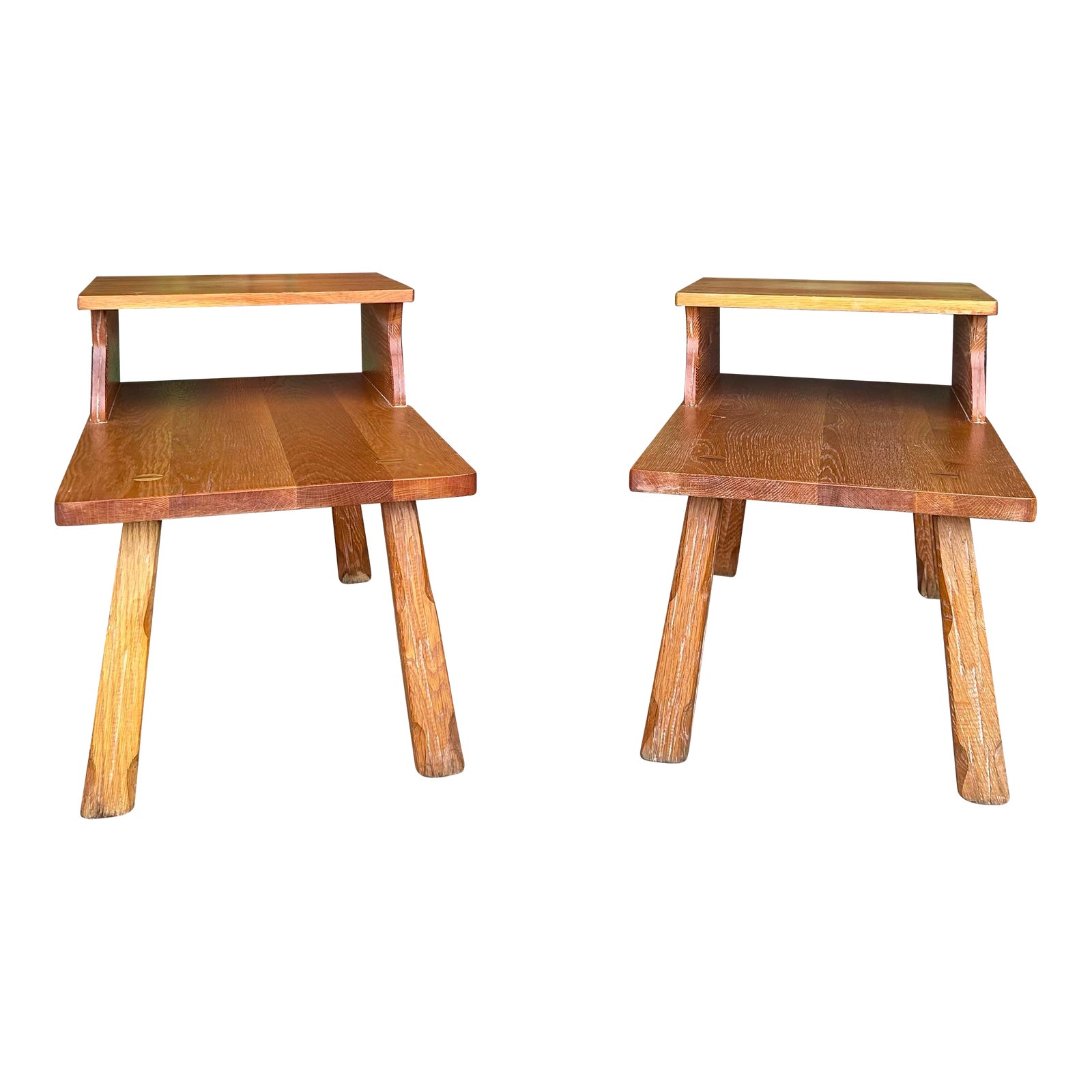 Original American "Cowboy Ranch Oak" Pair of Side Tables by A. Brandt ...