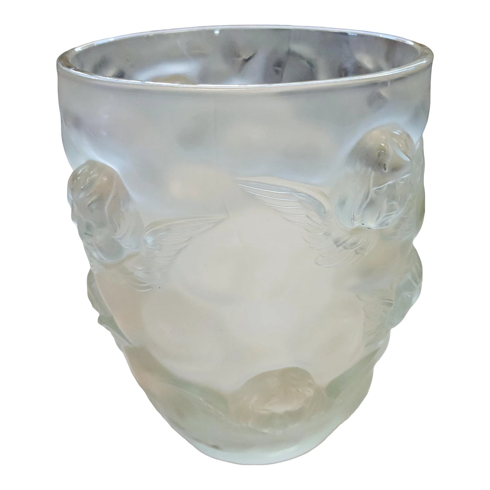 Vintage Lalique/Sabino Style Frosted Glass Cherub Putti Vase ~ 1 of 2 ...