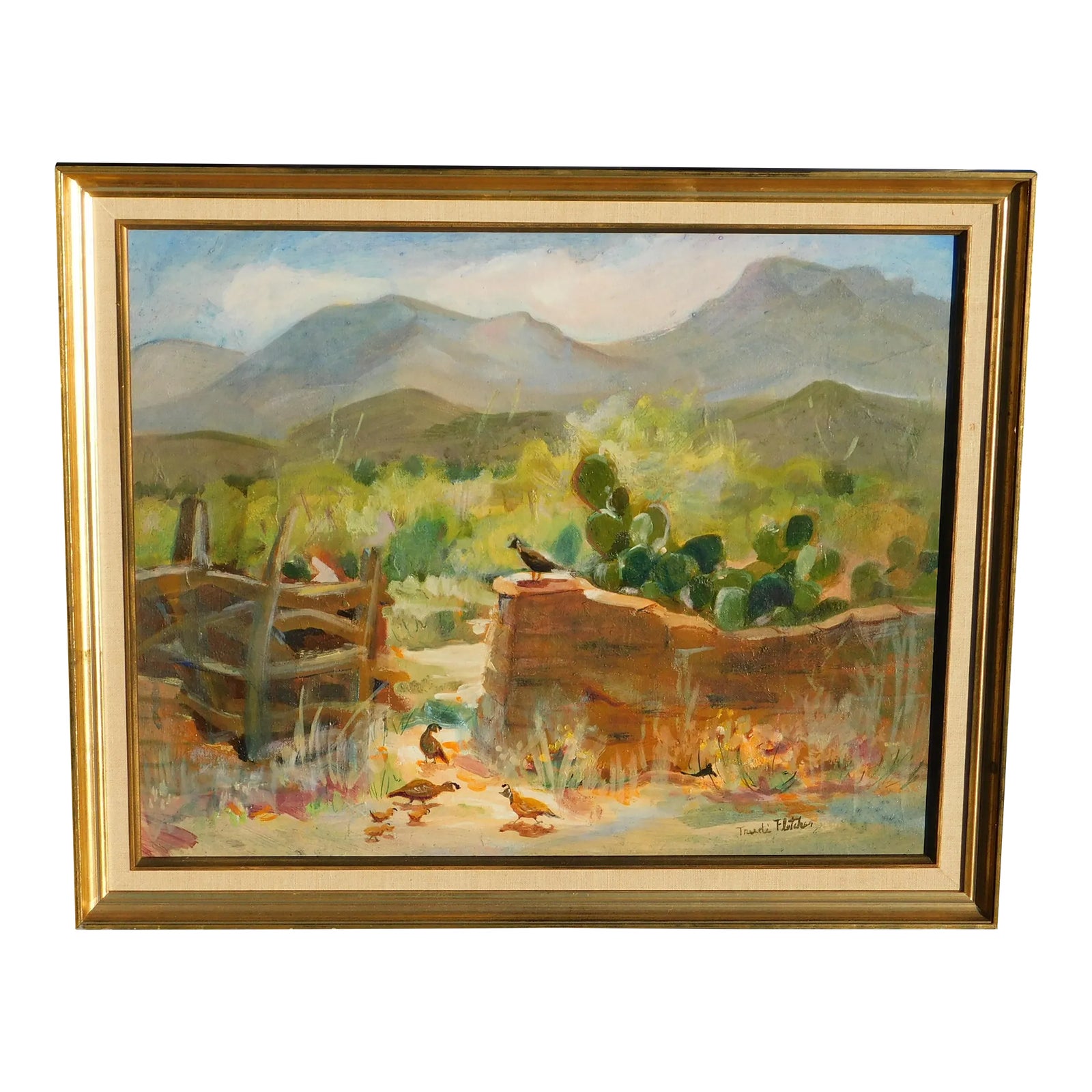 Mid 20th Century Trudi Fletcher Southwestern Landscape Oil Painting ...