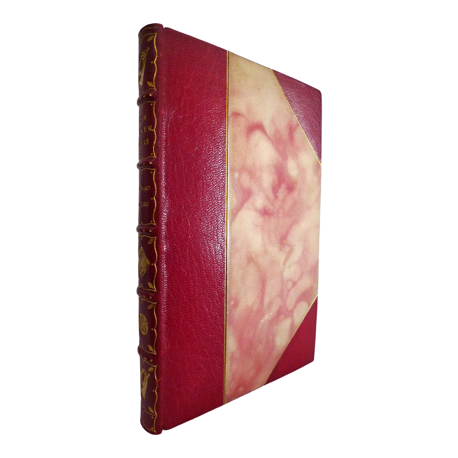 Late 19th Century Rudyard Kipling's the Seven Seas Red Leather Book ...