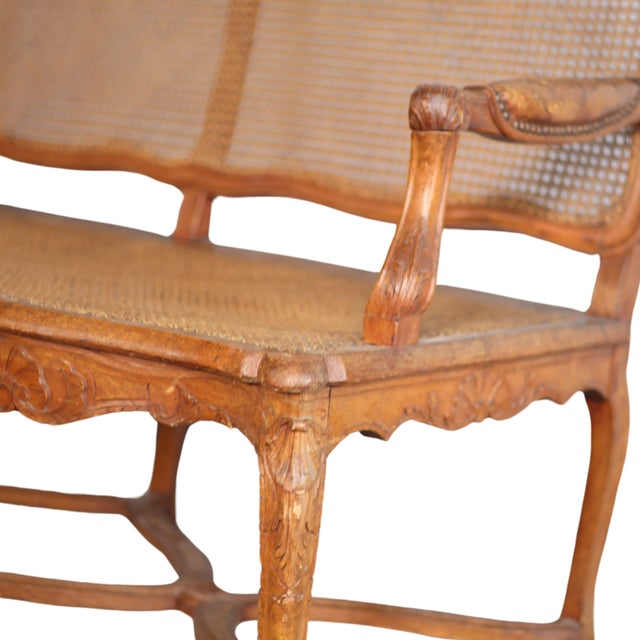 18th Century French Caned Bench | Chairish