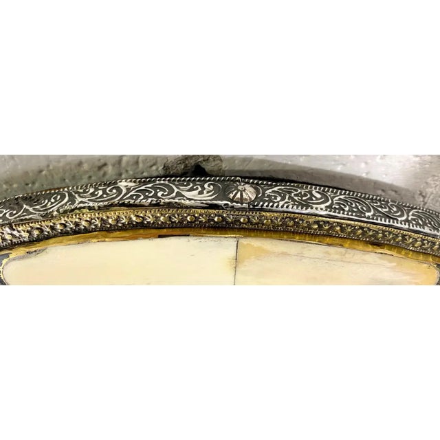 Hollywood Regency Style White Frame & Brass Filigree Inlay Mirror, a ...