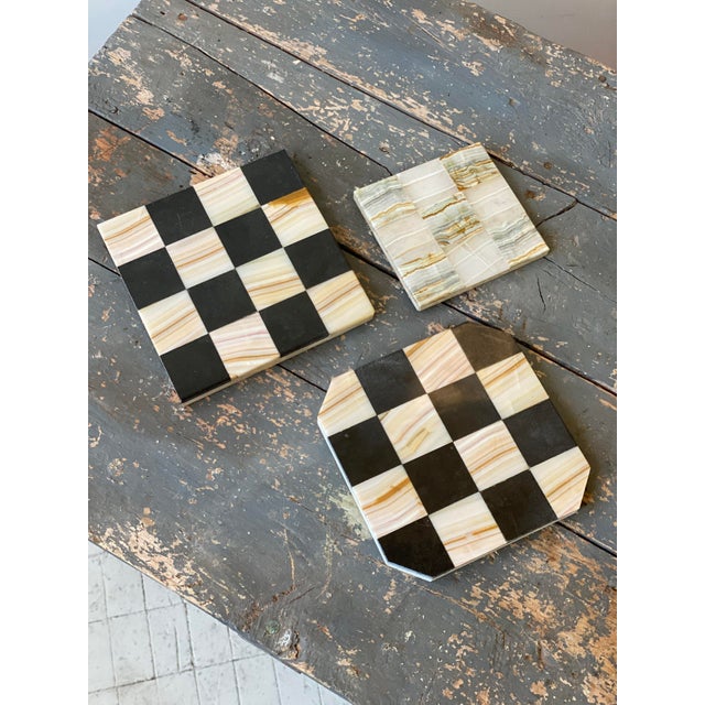 Vintage Square Checkered Stone Tile, Circa 1980s | Chairish