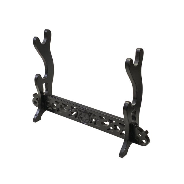 Chinese Black Wood Horizontal Pen Brush Holder Display Rack | Chairish