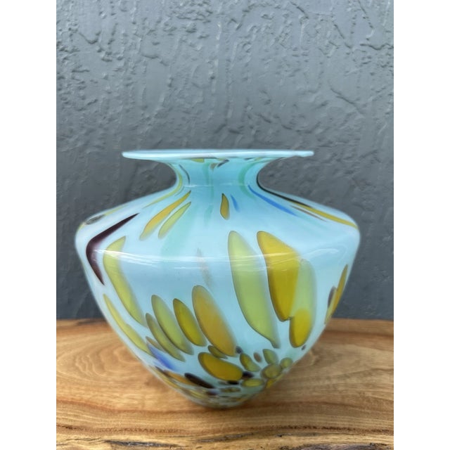 Vintage Maestri Vetrai Hand Blown Aqua Multicolor Italy Art Glass Vase ...