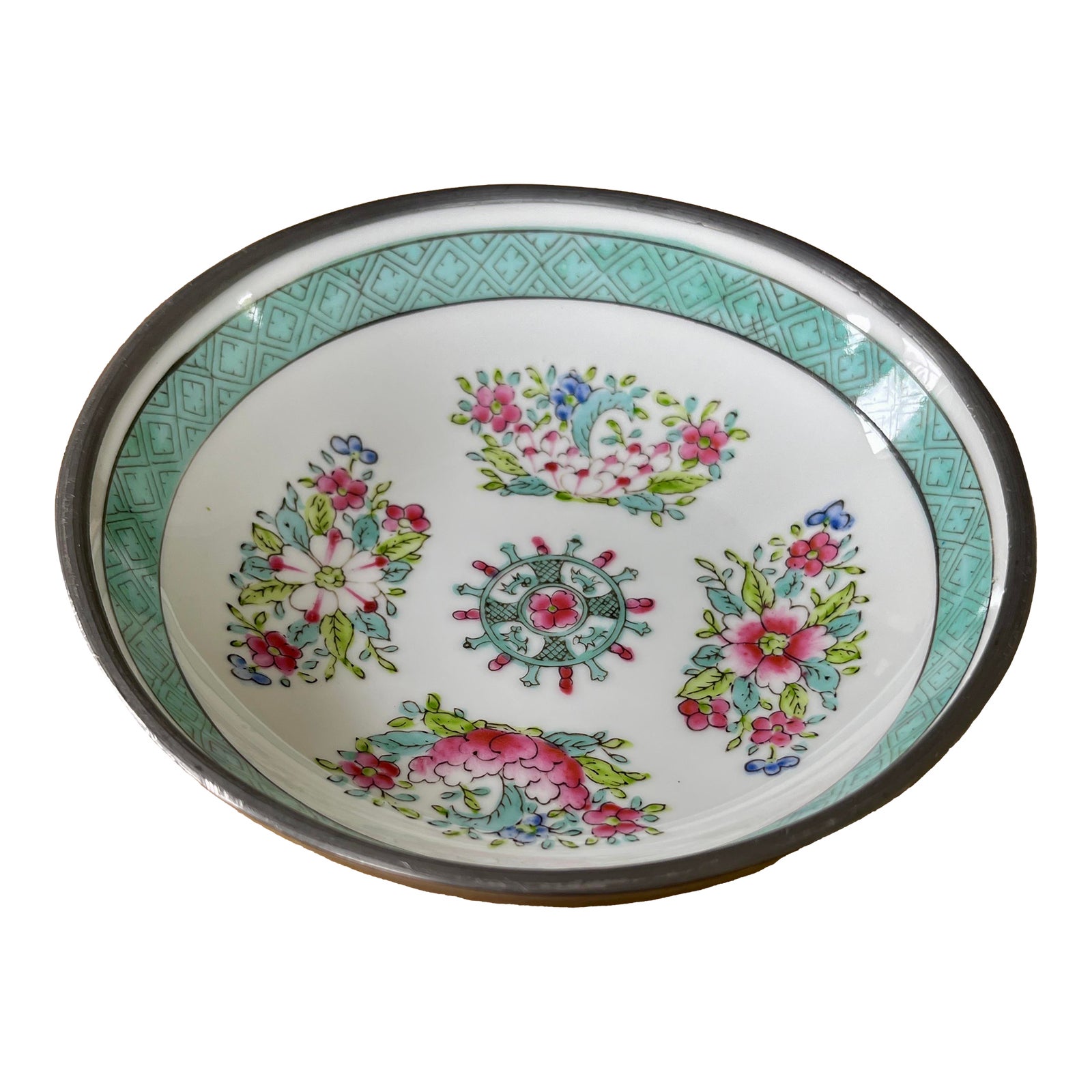 Gorgeous Catchall in Porcelain & Pewter | Chairish