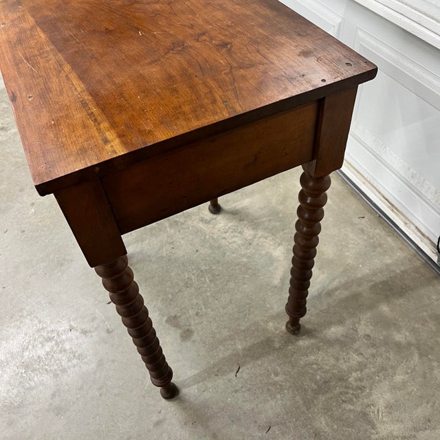 Antique Bobbin Leg Cherry Wood One Drawer Primitive Drink / Side / Work ...