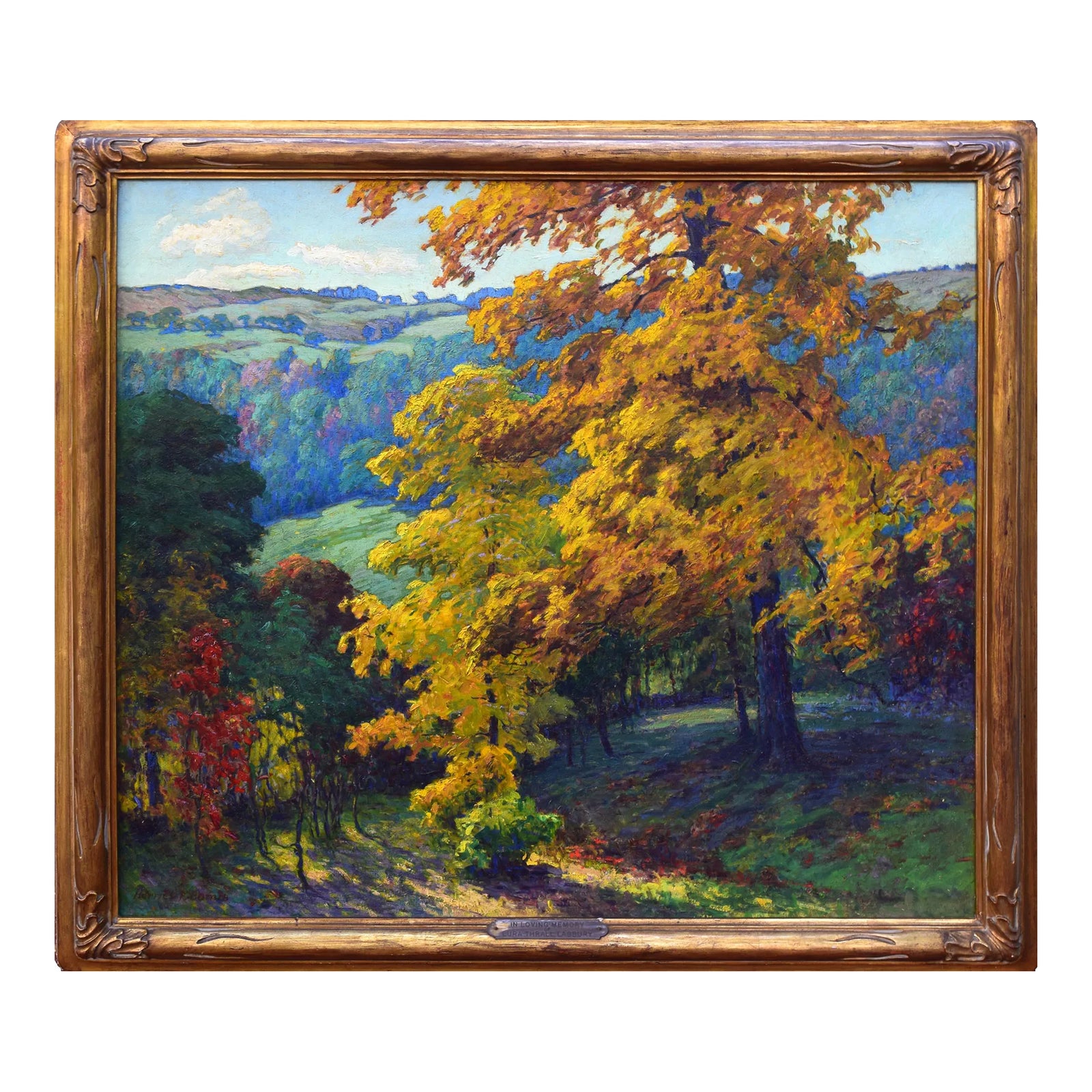 Exceptional Antique Large New England Fall Landscape Painting by ...