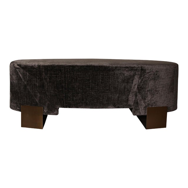 Contemporary Oval Bench With Sculptural Brass Legs | Chairish
