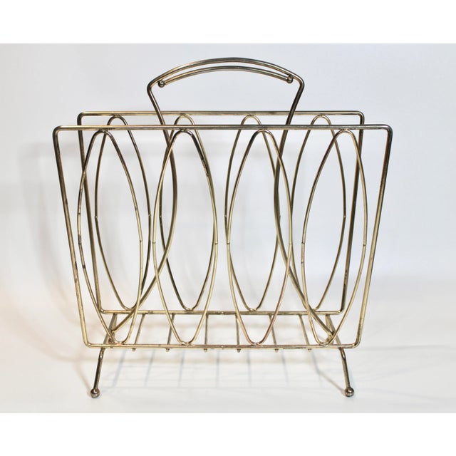 Mid Century Modern Brass Magazine Rack | Chairish