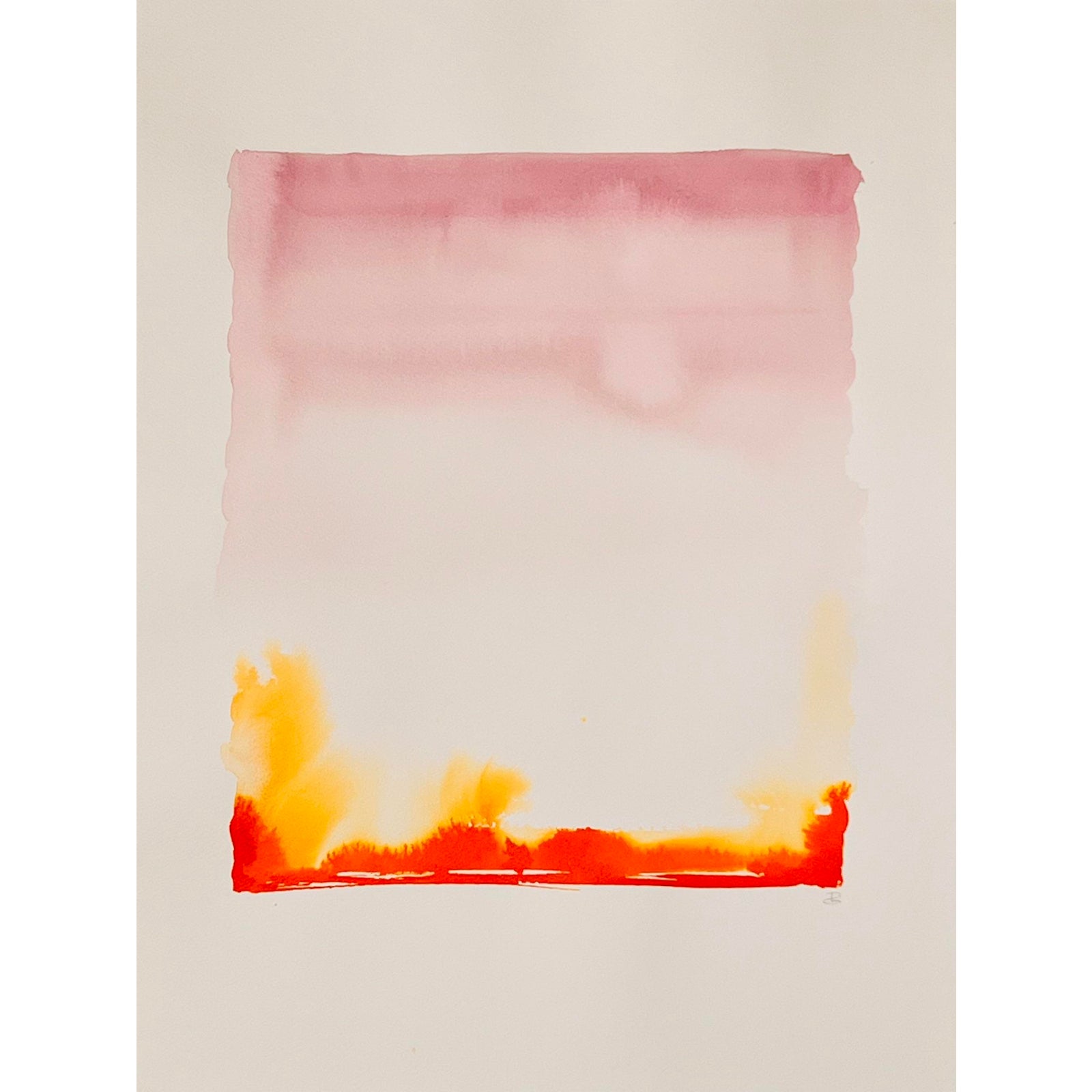 Original Ink and Watercolor Abstract Painting, Singing Volcanoes ...