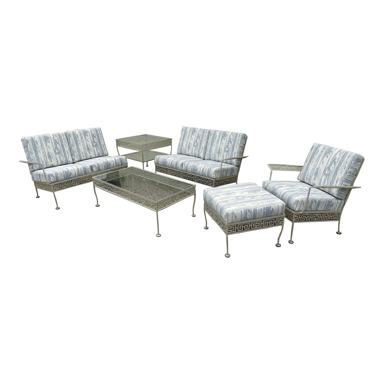 Vintage Meadowcraft Greek Key Outdoor Wrought Iron Patio Seating ...
