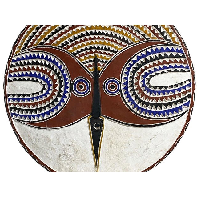 Lg African Baule Tribe Moon Mask 33.75" H by 31" W | Chairish