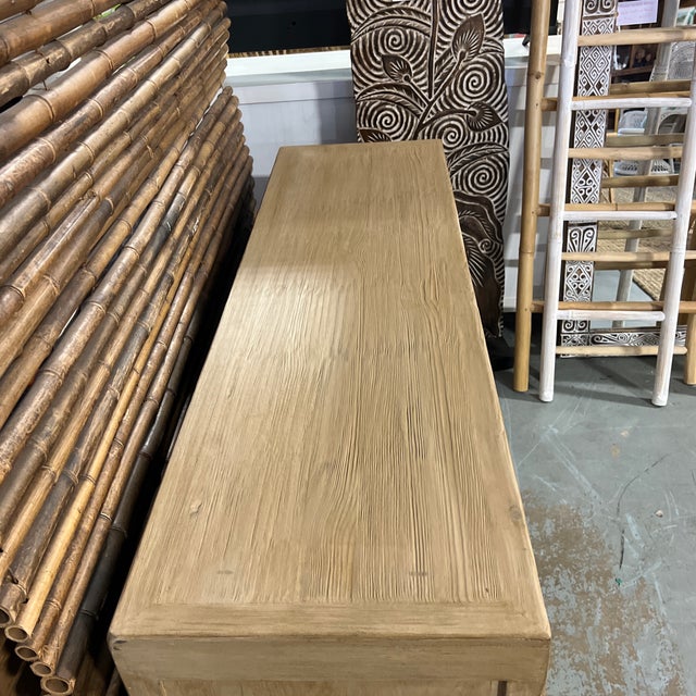 Natural 4 Door Lattice Sideboard Buffet | Chairish