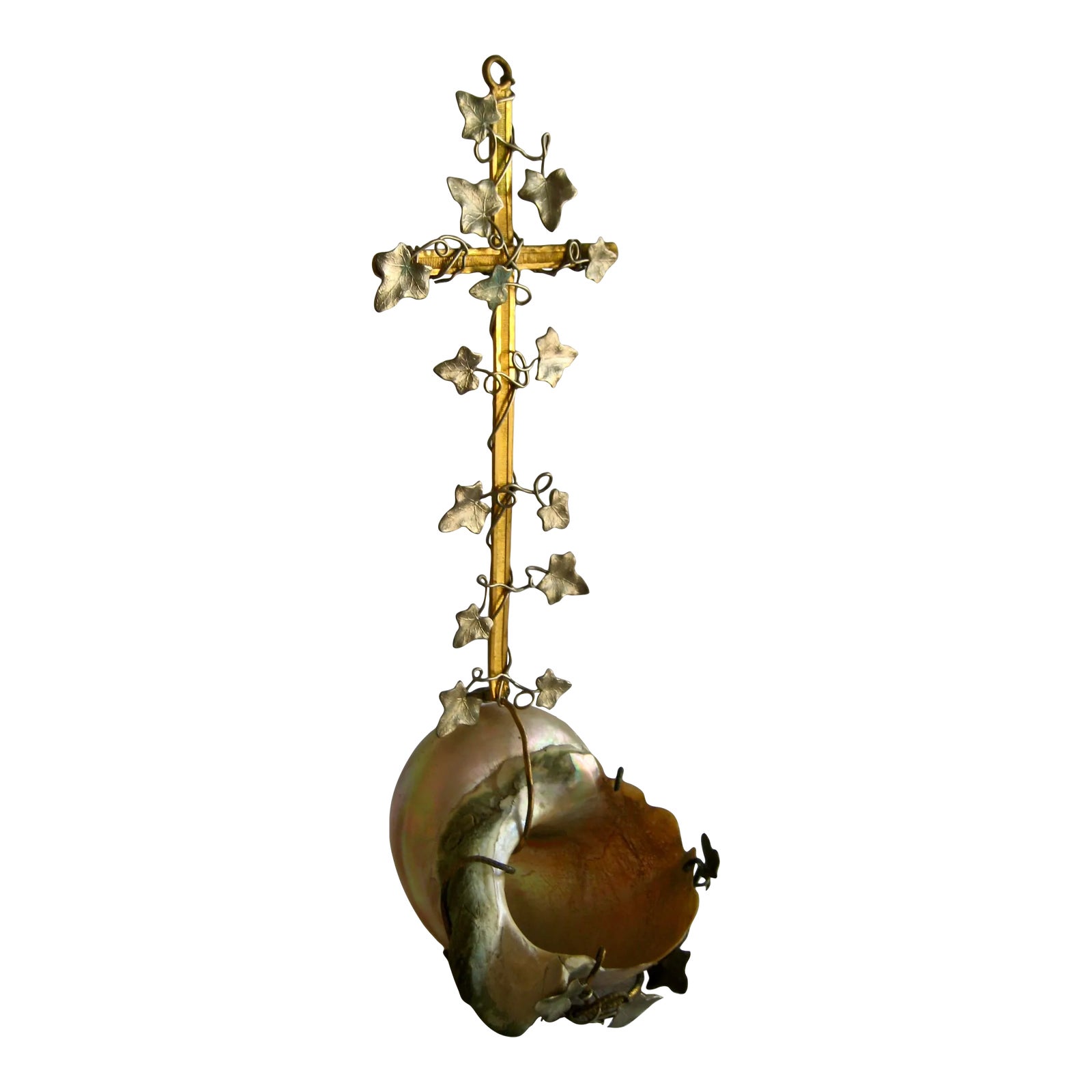 Late 19th Century French Mother of Pearl Large Holy Water | Chairish