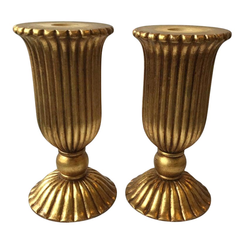 Italian Giltwood Urn Shaped Lamp/Table Bases - A Pair | Chairish