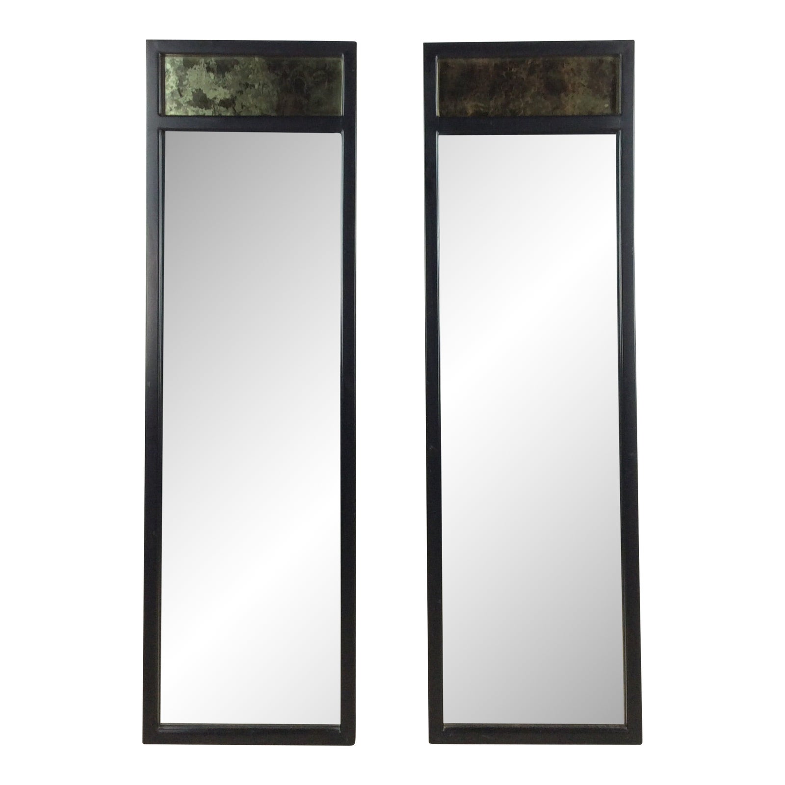 Pair of Mid Century Modern Ebonized Wall Mirrors by American of ...