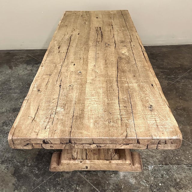 Grand Rustic Trestle Dining Table in Solid Oak With 2 Leaves | Chairish
