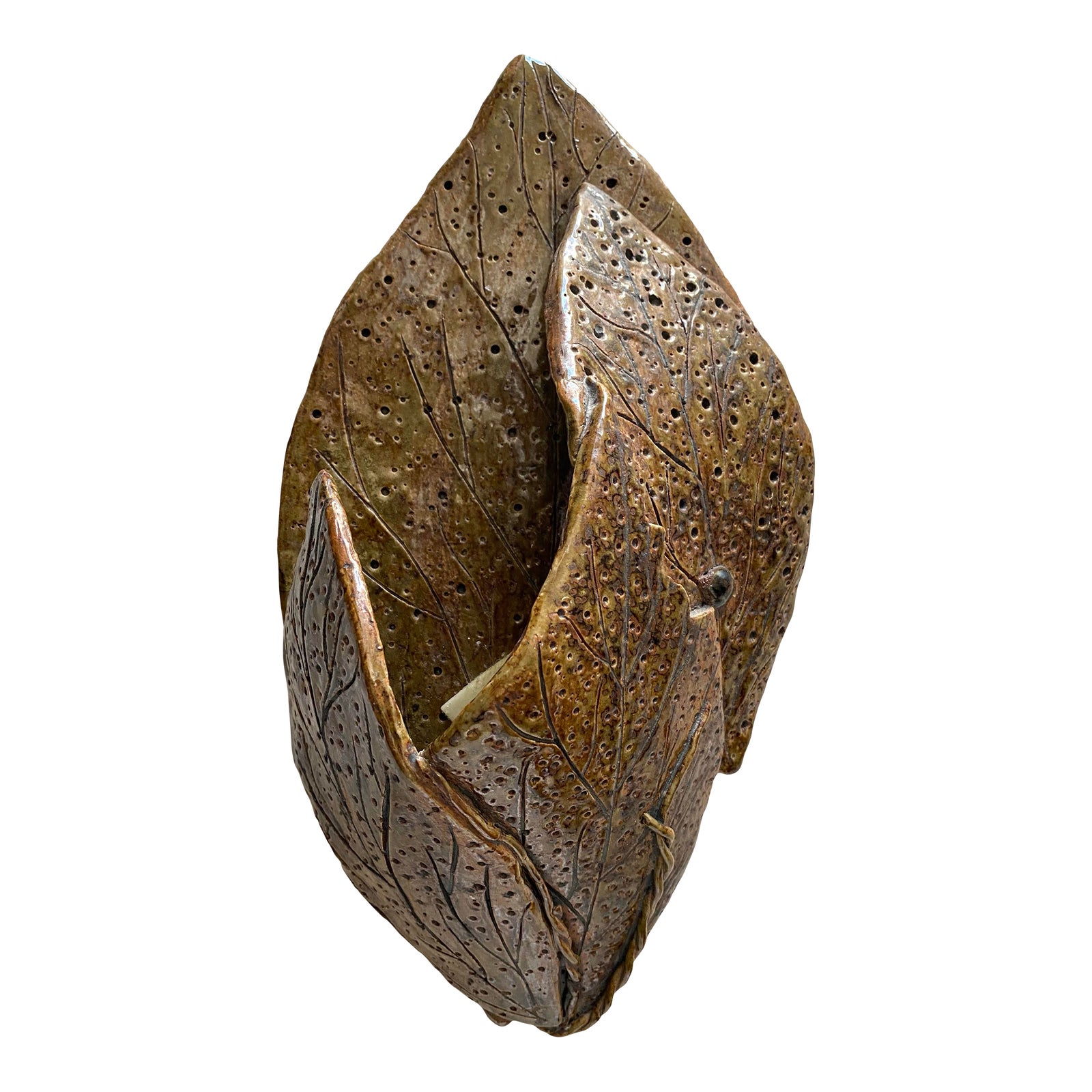 Studio Pottery Leaves Shaped Wall Pocket Signed Monica Rickhoff 1993 ...