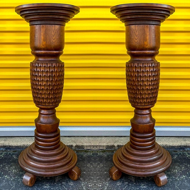 Early 20th-C. British Colonial Style Carved Oak Pineapple Form ...