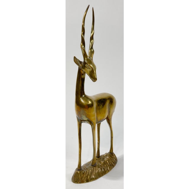 Stately Brass Antelope Figure | Chairish