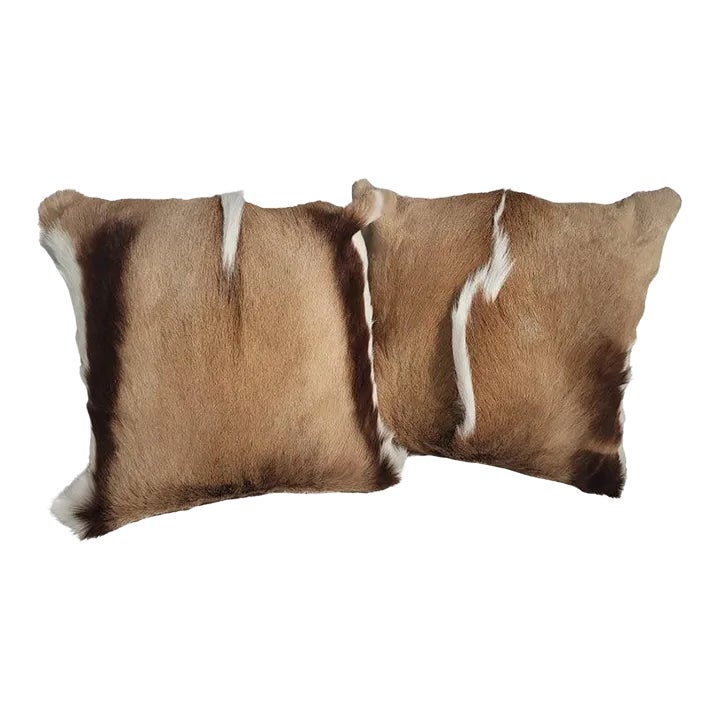 Pair of Antelope Leather Pillows | Chairish