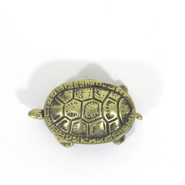 Mid 20th Century Small Brass Turtle Trinket Box With Opening Lid | Chairish