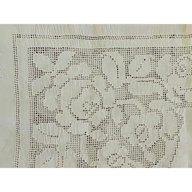 1940s Richelieu Linen Handmade Textile Tabkecloth | Chairish