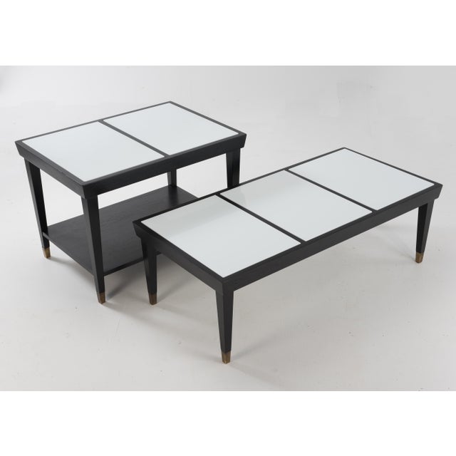 Mid Century Modern White Vitrolite Glass Panel Top Side and Coffee ...