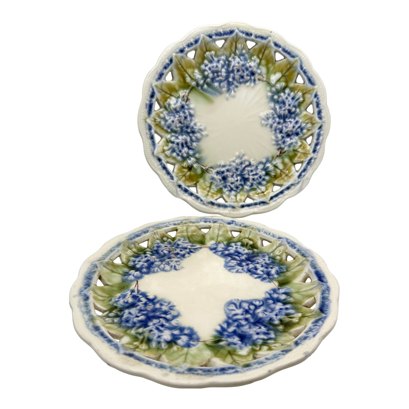 Majolica Reticulated Lilac Plates by Villeroy and Boch - Pair | Chairish
